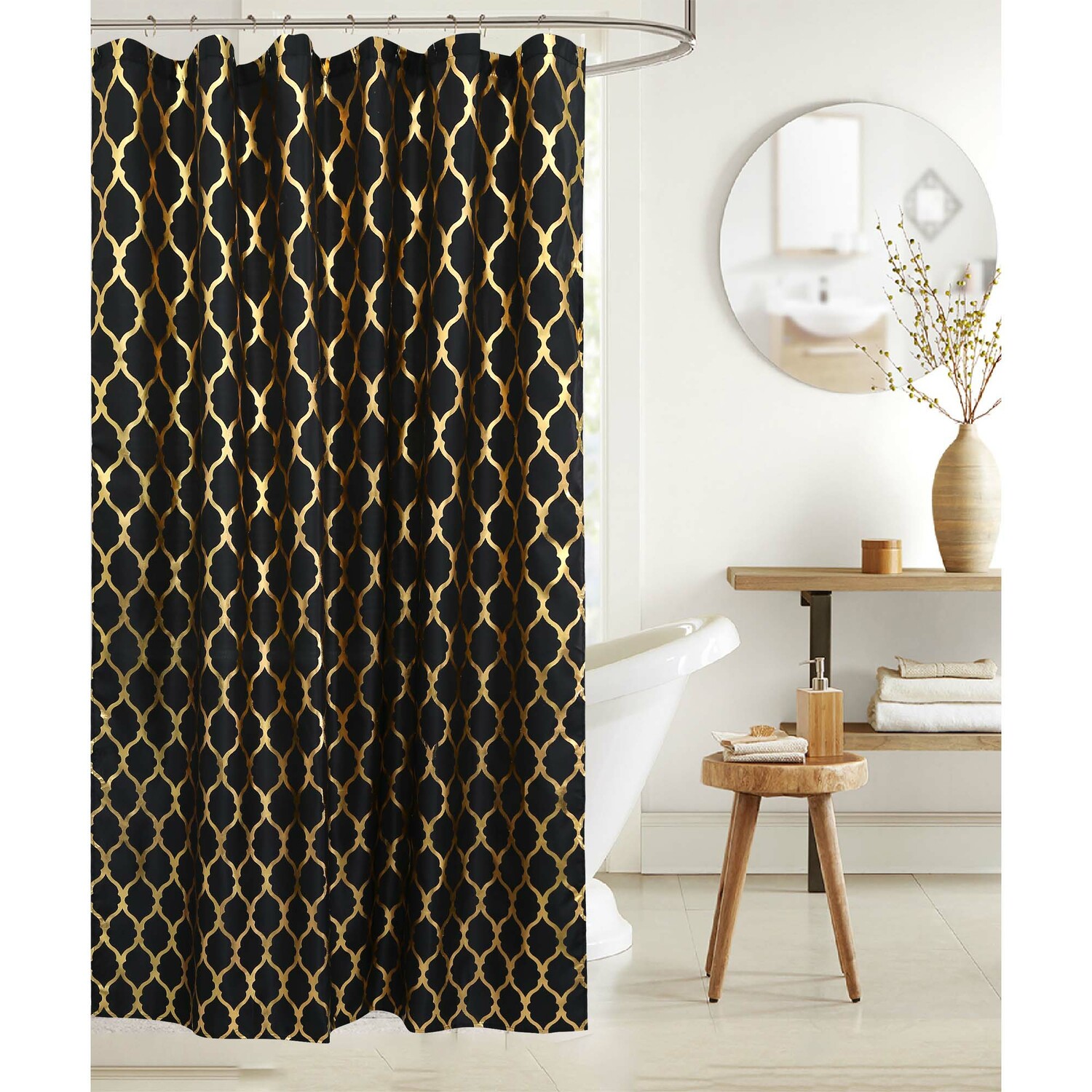 Maple Leaf Home Gold foil Shower Curtain 180 x 240 cm Assorted