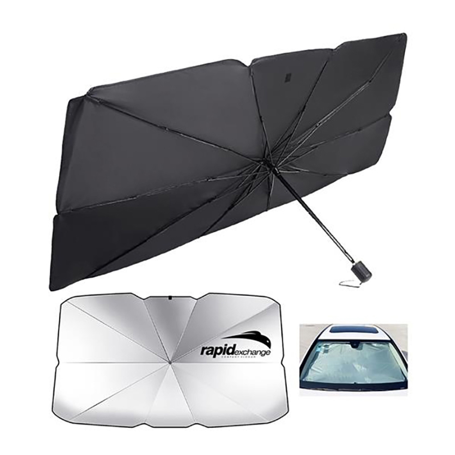 Automate Foldable Car Sunshade Front Windshield Umbrella 79 x 145 cm Black Silver Online at Best Price Lulu